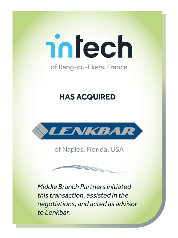 Lenkbar LLC agrees to be acquired by Intech | Middle Branch Partners