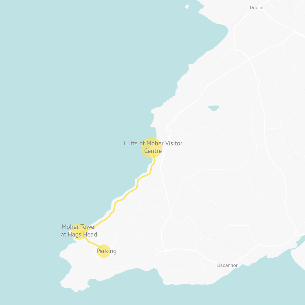 Cliffs of Moher Coastal Walk from Liscannor (parking, distance, map ...