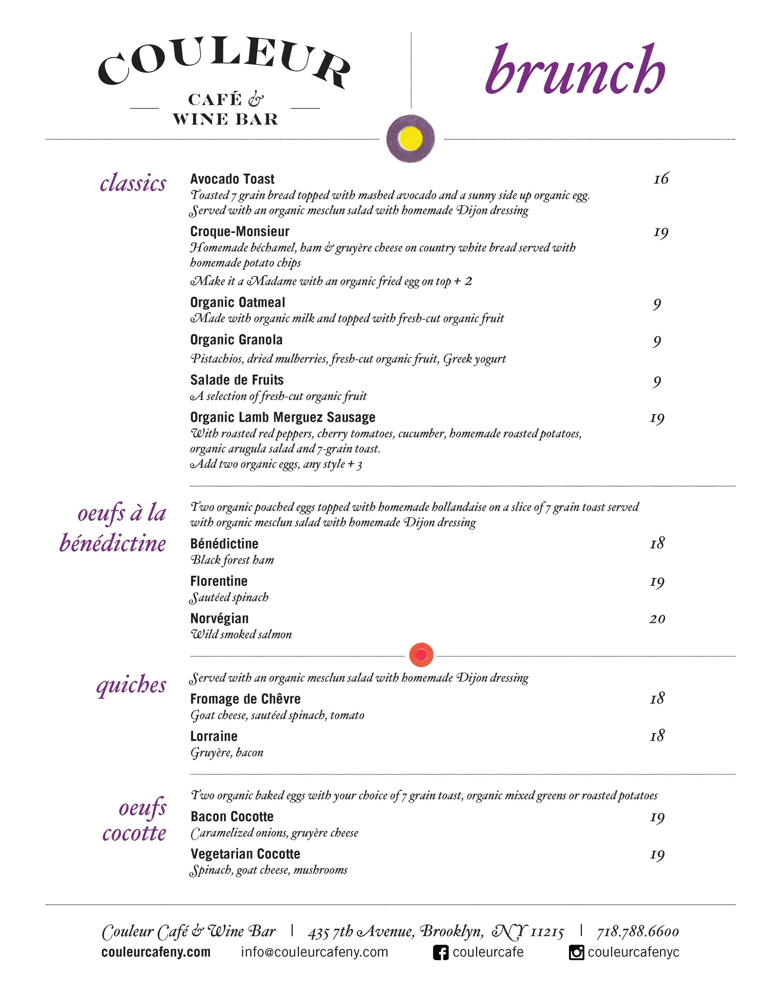brunch — Couleur Café & Wine Bar
