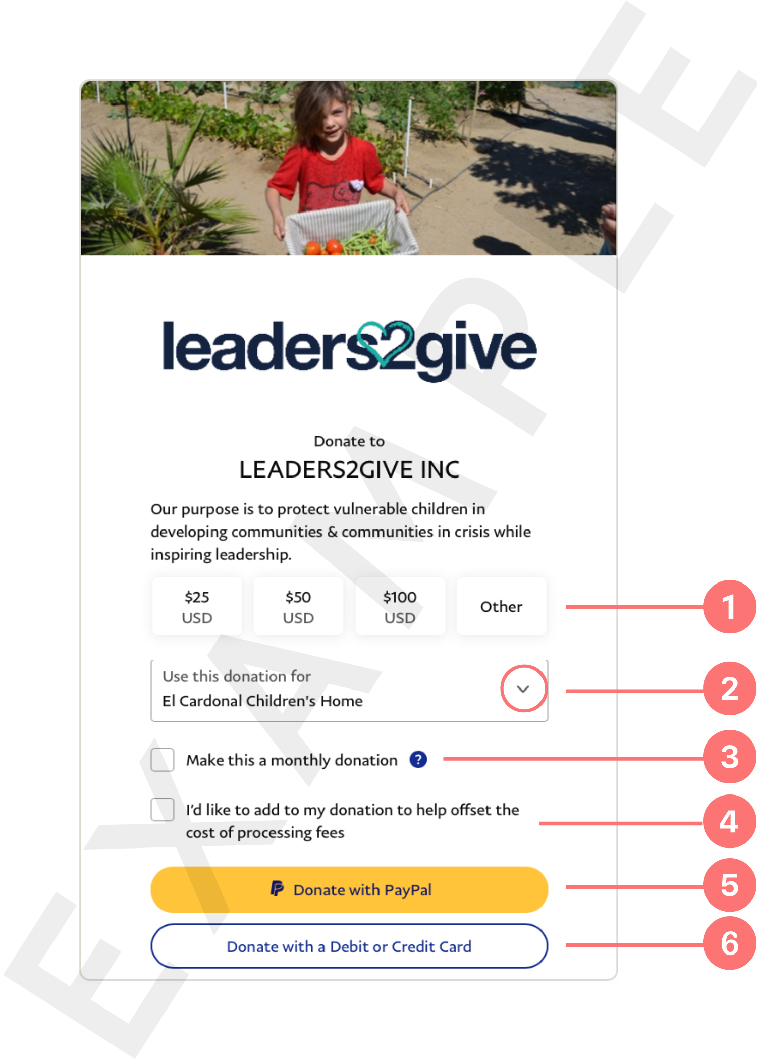 Paypal/Credit Card donations — Leaders2Give