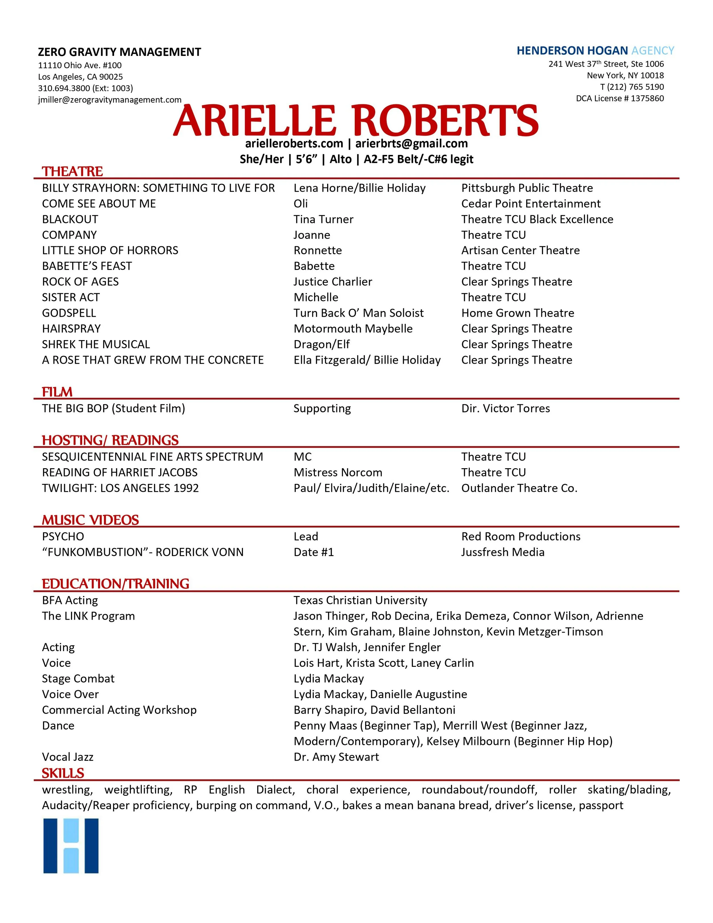 HEADSHOT + RESUME — Arielle Roberts