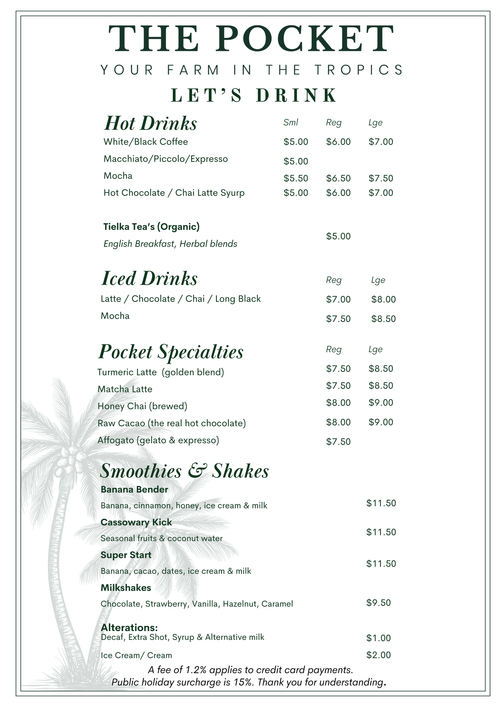 Menu — THE POCKET EL ARISH