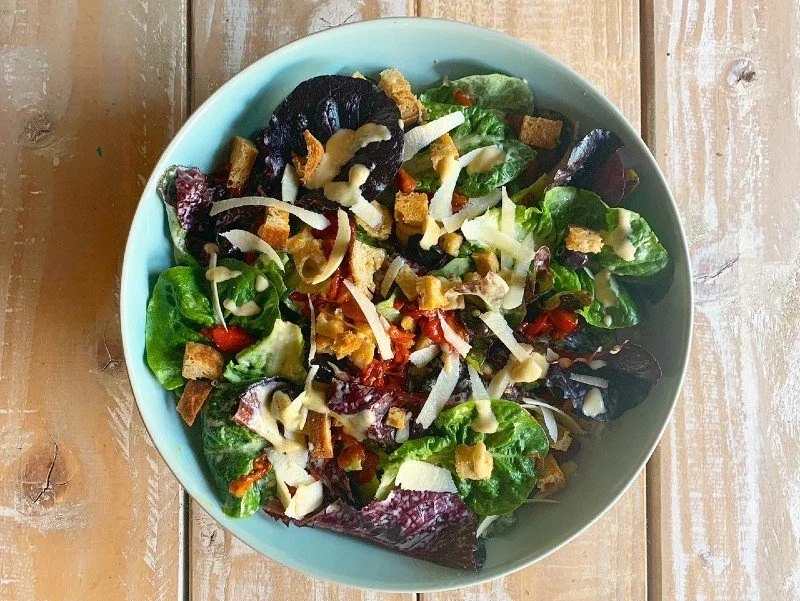 Caesar Salad with Roasted Red Peppers — The Edible Flower