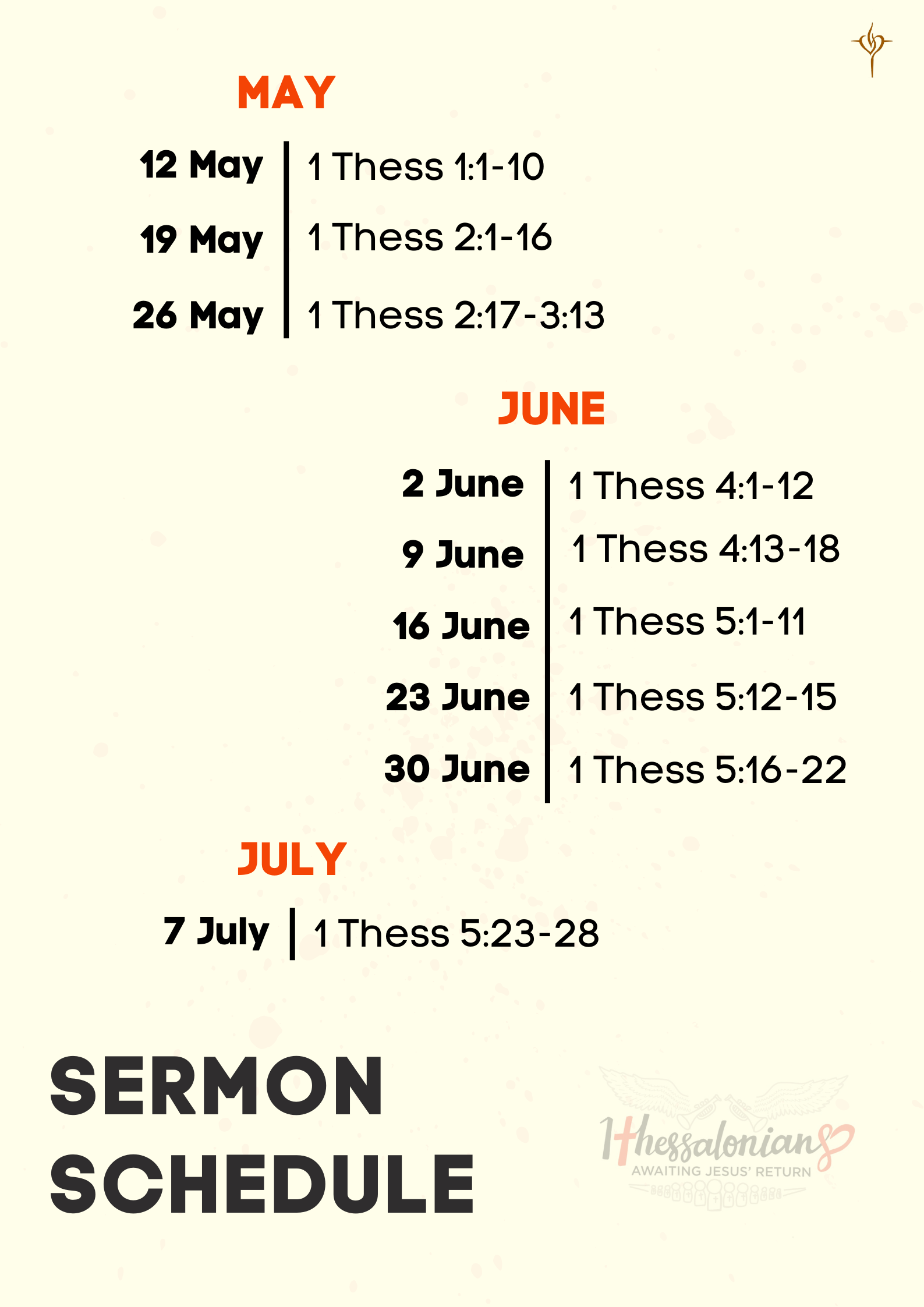 Sermon Schedule: 1 Thessalonians — Awaiting Jesus’ Return — Grace ...
