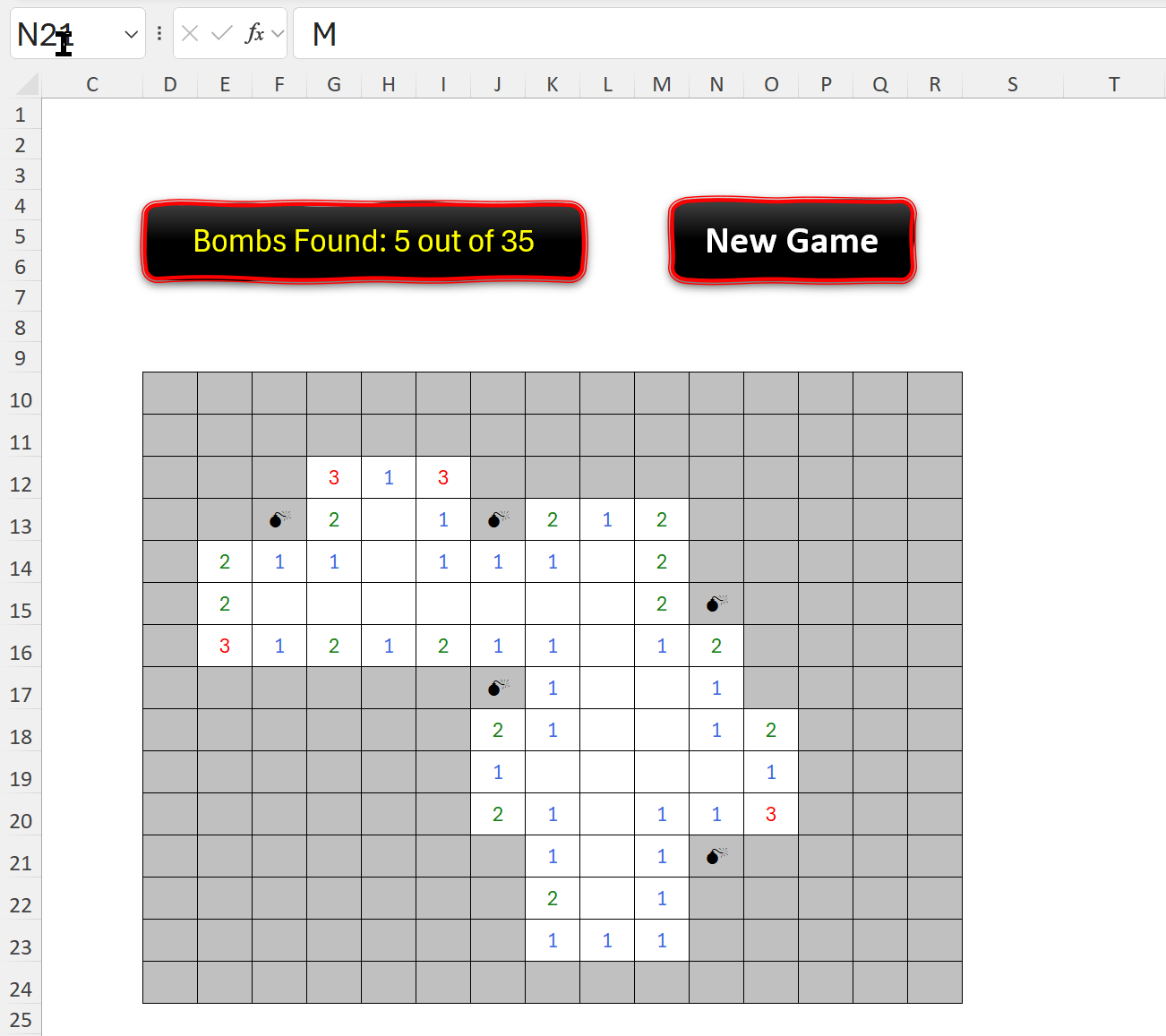 Minesweeper in Excel Downloadable File — The FP&A Guy