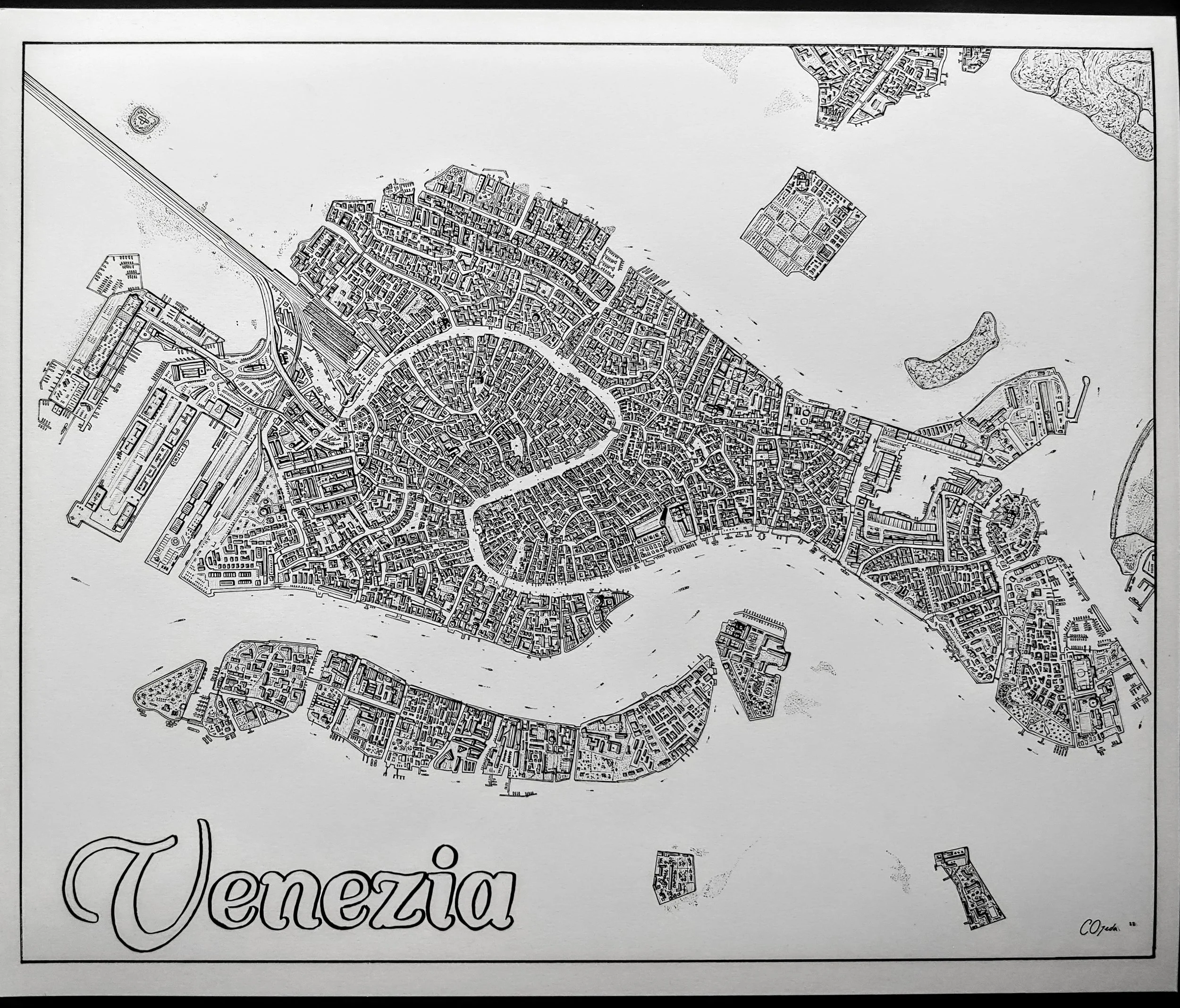 Unique, detailed Venice map art — CAM OJEDA ART
