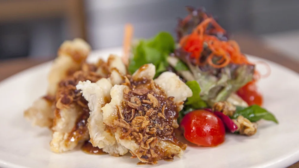 Trio Flavour Deep Fried Rockling with Pear Salad — Everyday Gourmet
