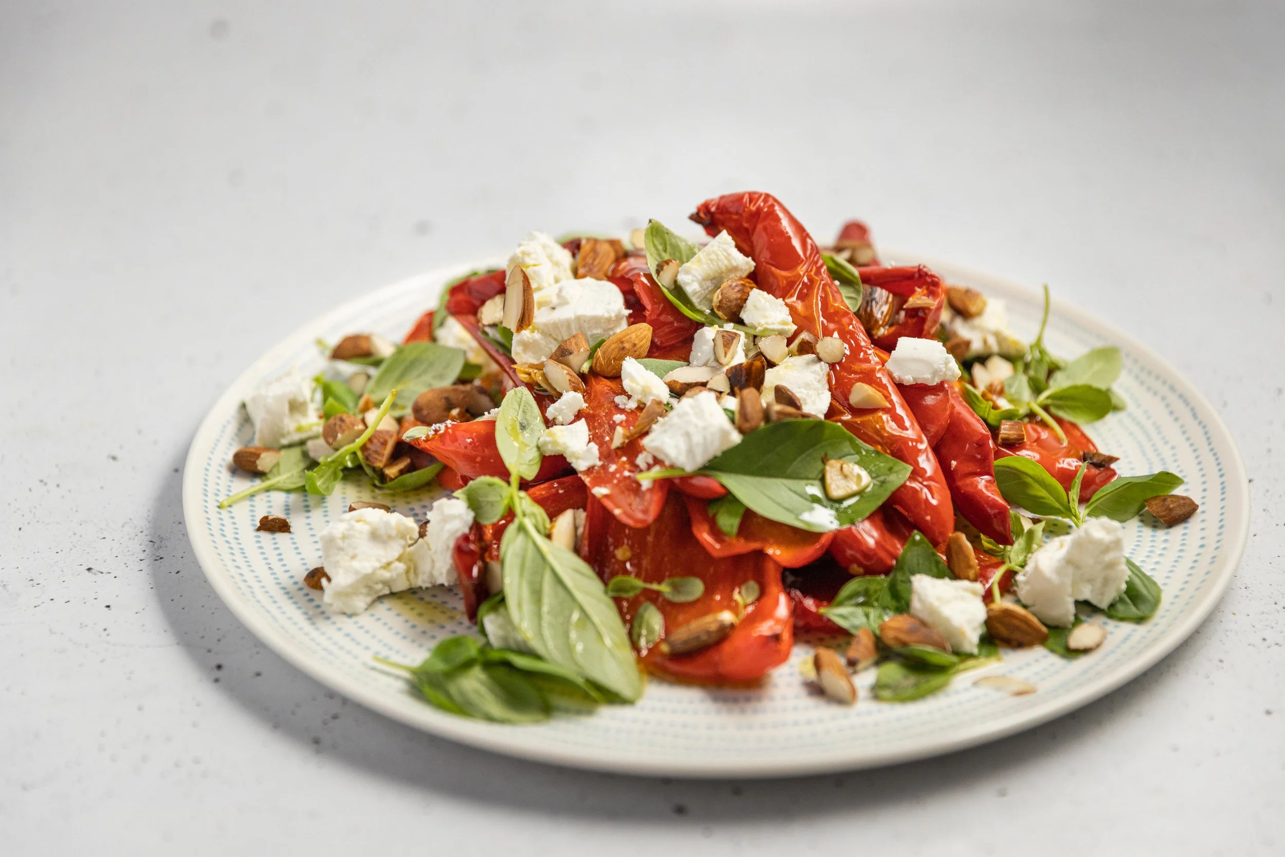 Roast Capsicum with Goats Cheese & Almonds — Everyday Gourmet