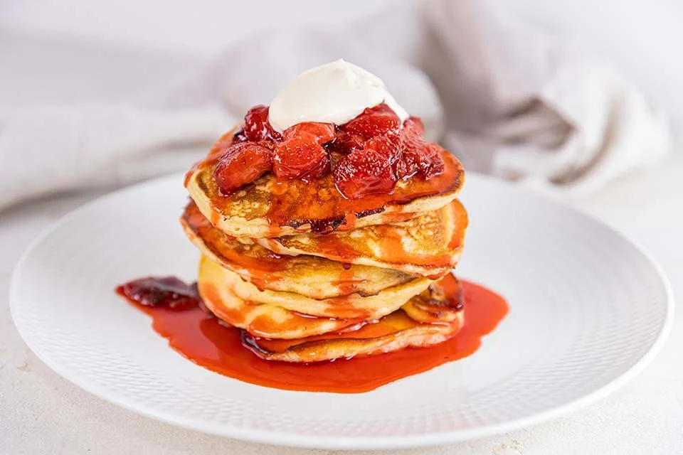 Ricotta Hotcakes with Roasted Strawberries — Everyday Gourmet