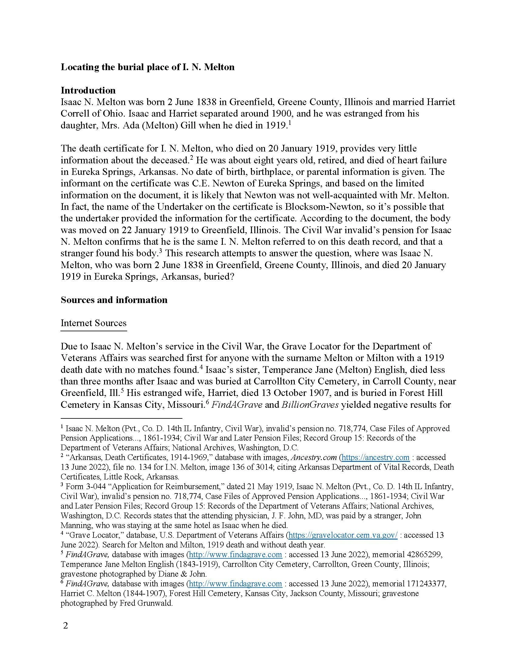 Sample research reports — Digging For Roots / Customized Genealogical ...