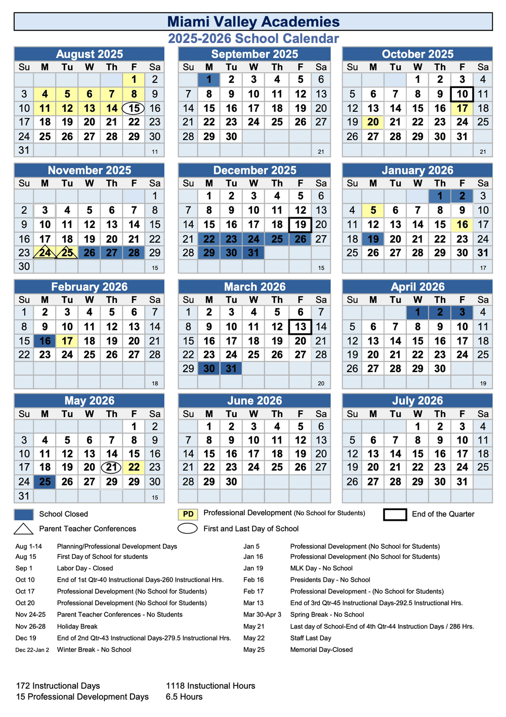2025-2026 Calendar — Miami Valley Academies