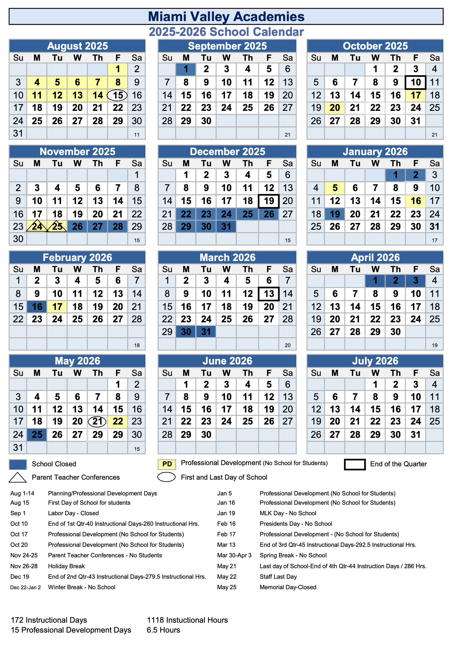 2025-2026 Calendar — Miami Valley Academies