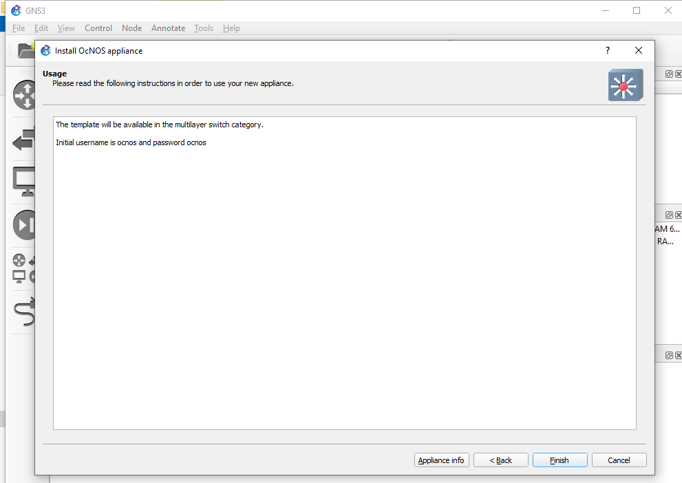 Setting up IP Infusion OcNOS on GNS3 — Pine Networks