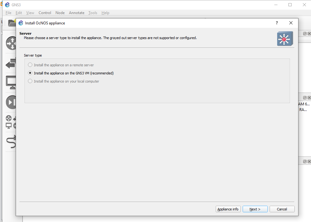 Setting up IP Infusion OcNOS on GNS3 — Pine Networks