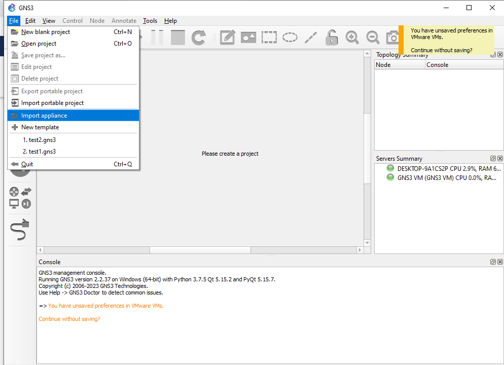 Setting up IP Infusion OcNOS on GNS3 — Pine Networks