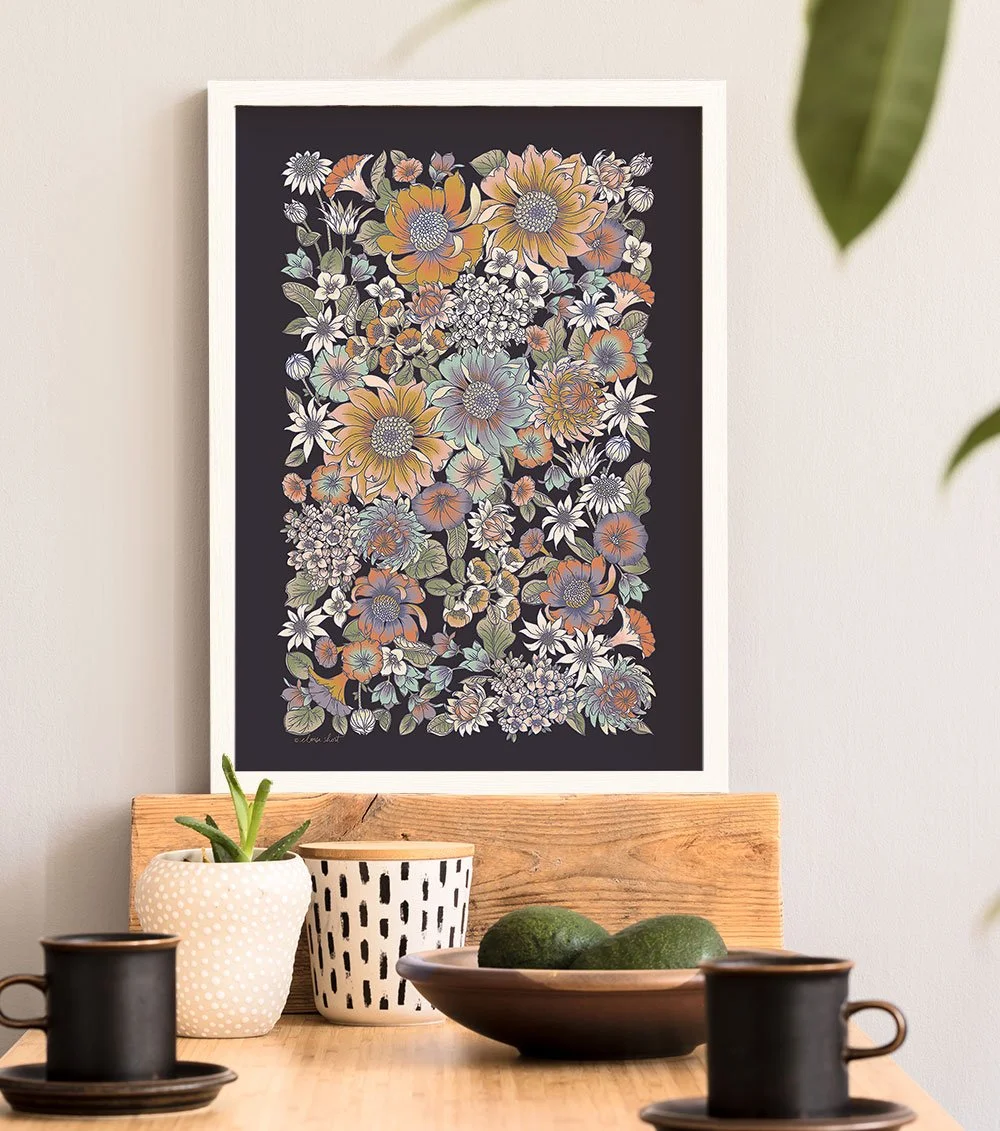 Australian Native Floral Bouquet Wall Art Print. Featuring Waratah ...