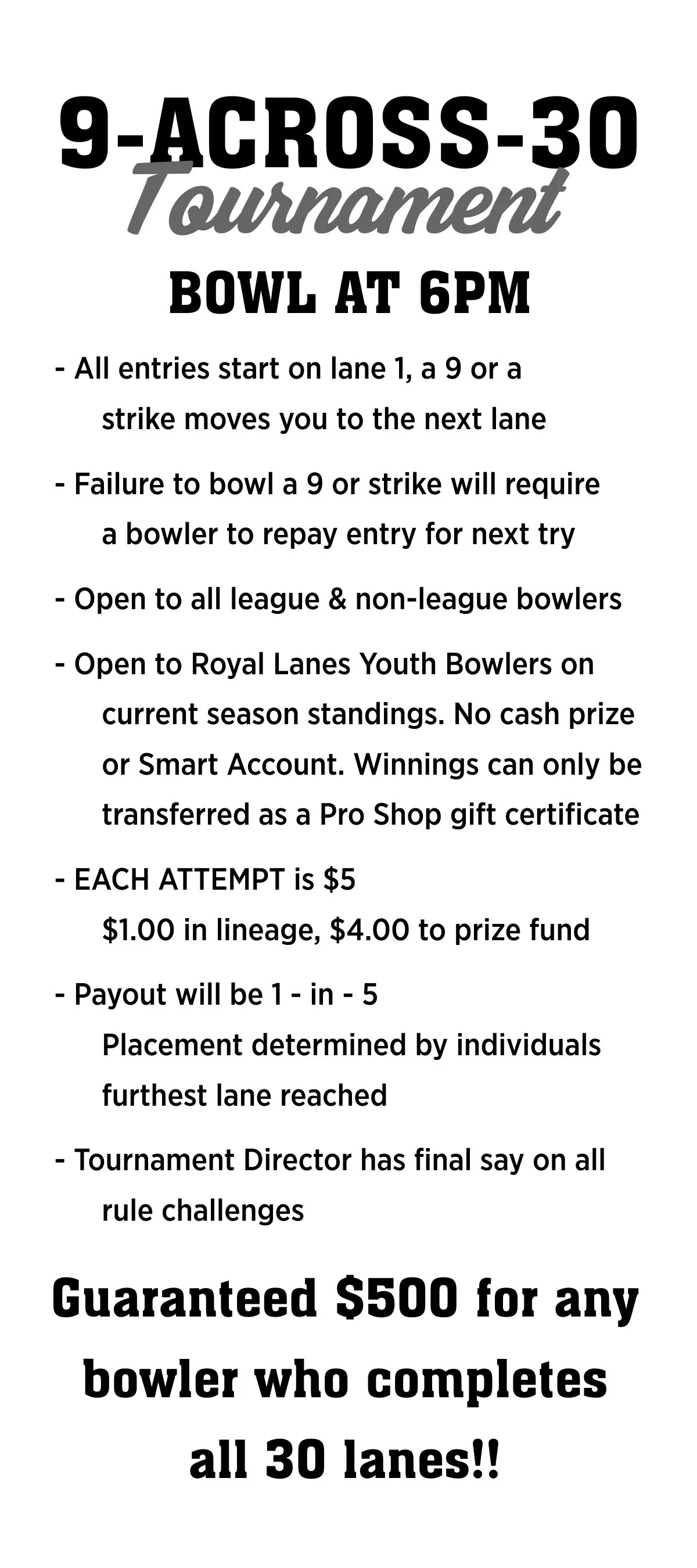 Upcoming Tournaments — Royal Lanes Family Entertainment Center