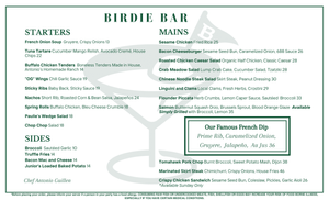 Menus — Birdie Bar New York