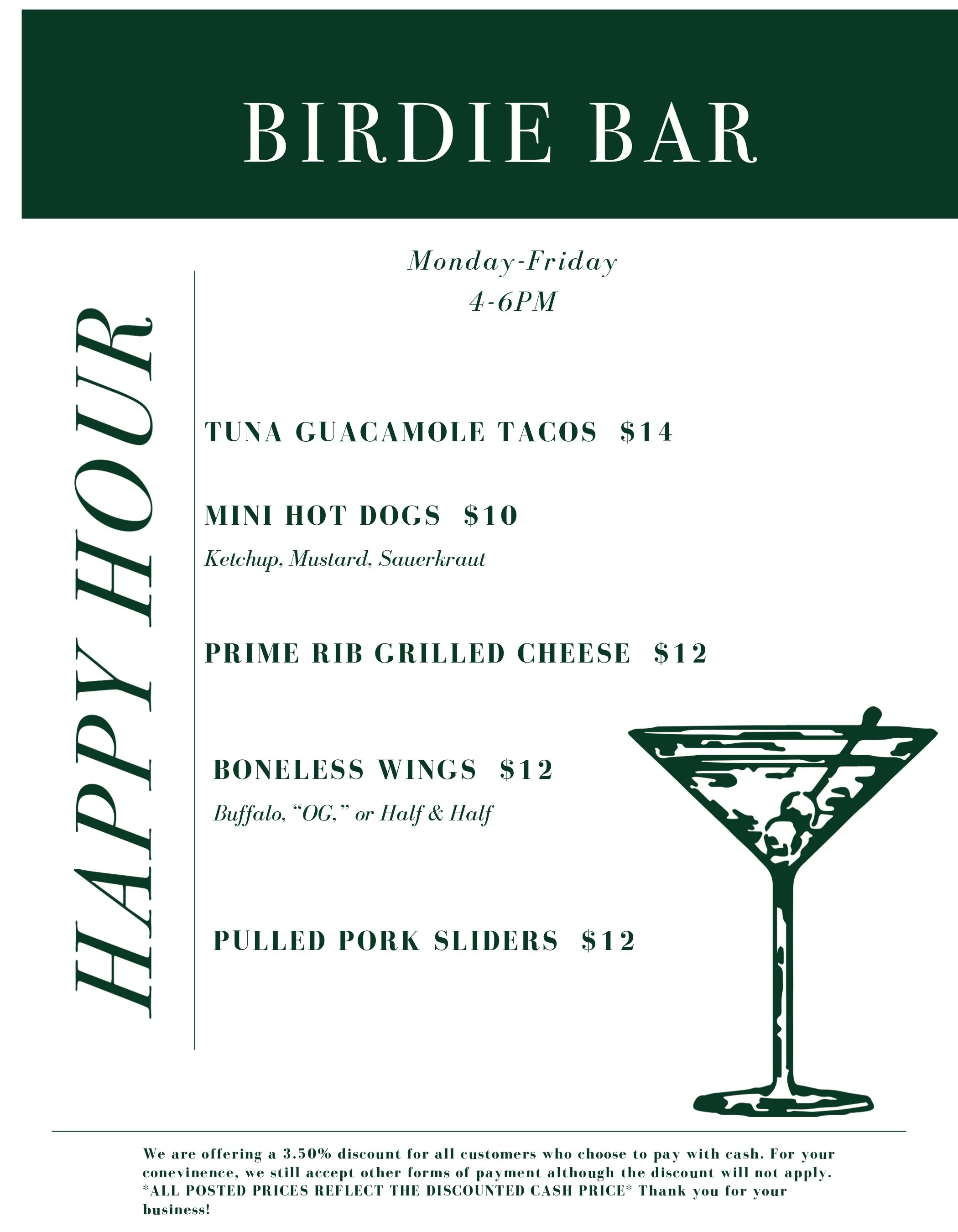 Menus — Birdie Bar New York