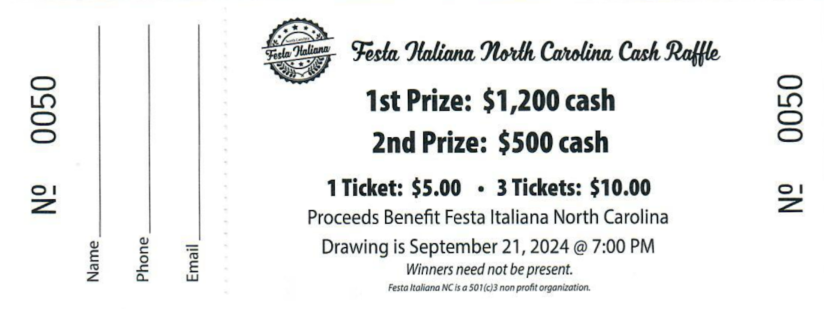 Cash Raffle — Festa Italiana NC