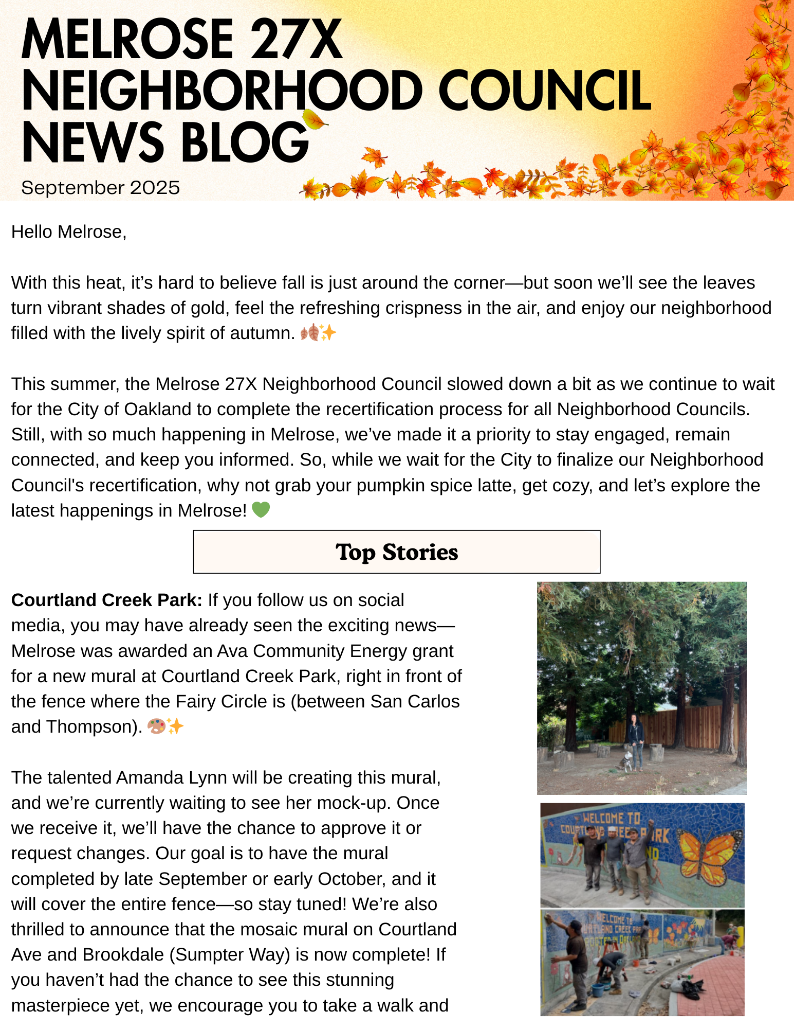 September 2025 News Blog — MELROSE 27X NEIGHBORHOOD COUNCIL