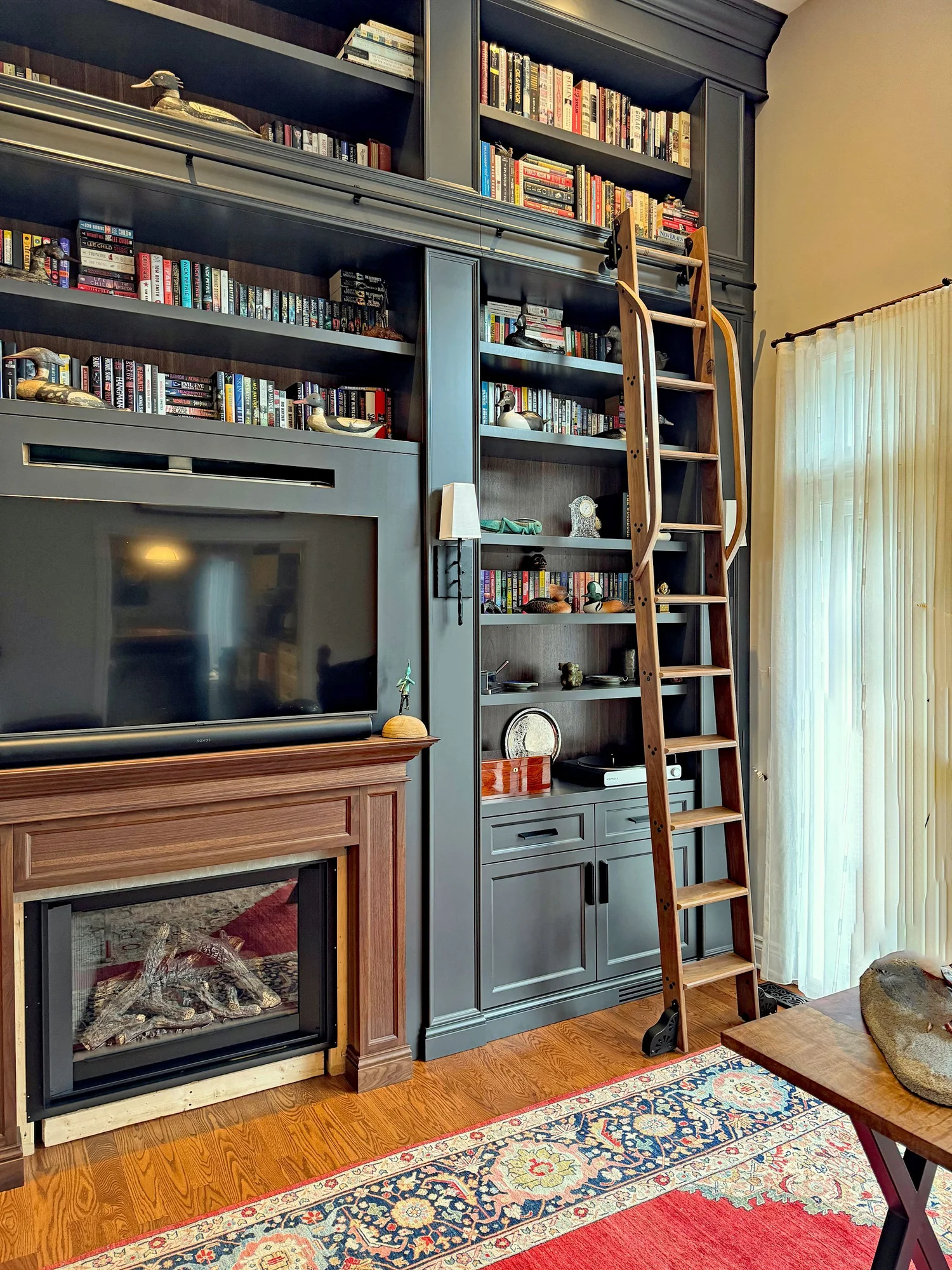 Classic Rolling Library Ladder with Custom Edge Profiles — Custom ...