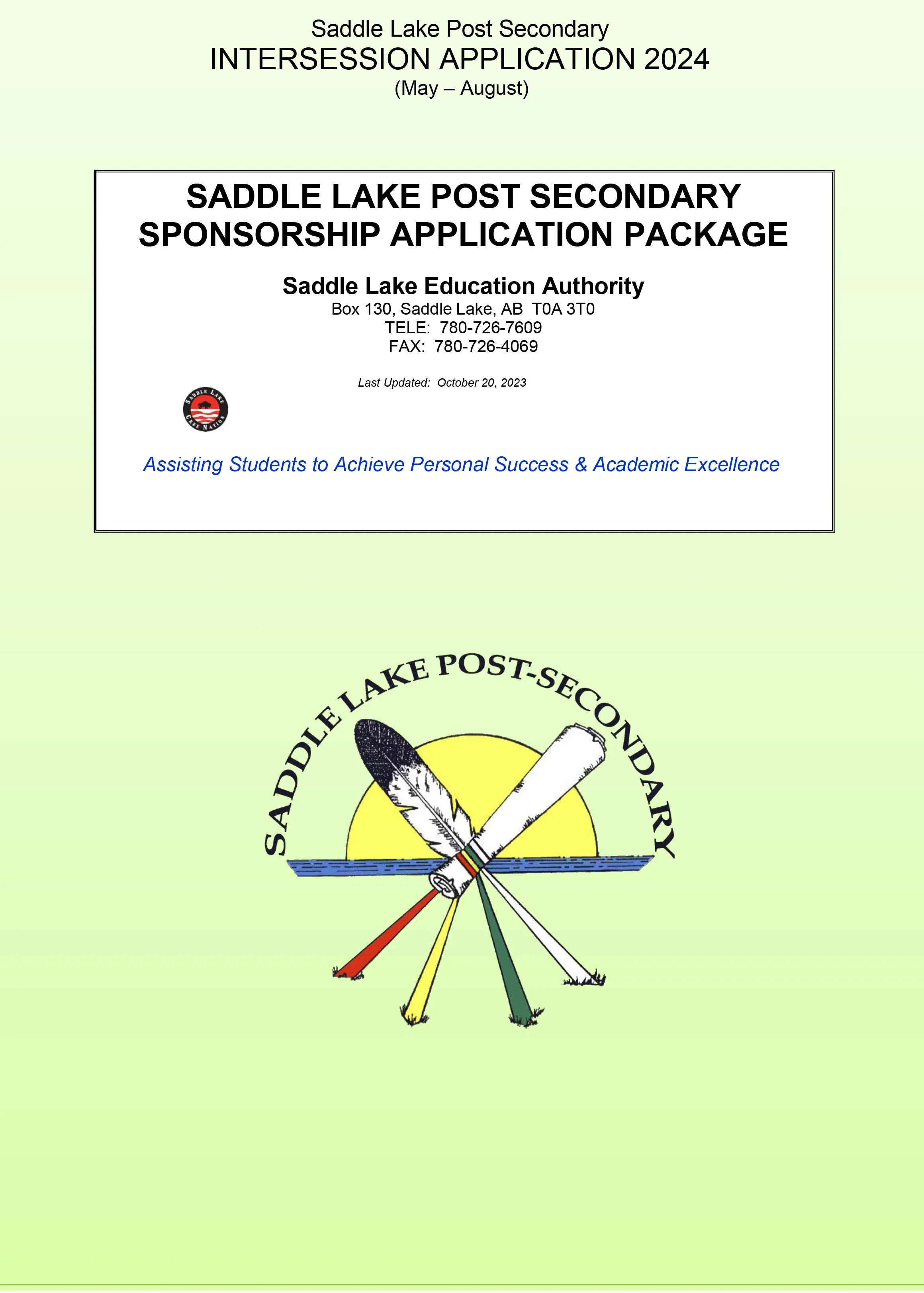 Sponsorship — Saddle Lake Post Secondary