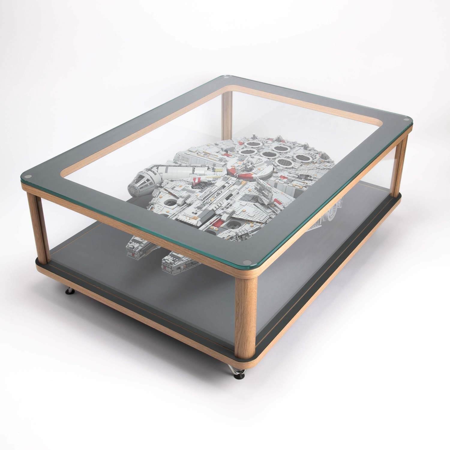 Lego Millennium Falcon Display Coffee Table — Walnut hardwood and veneer