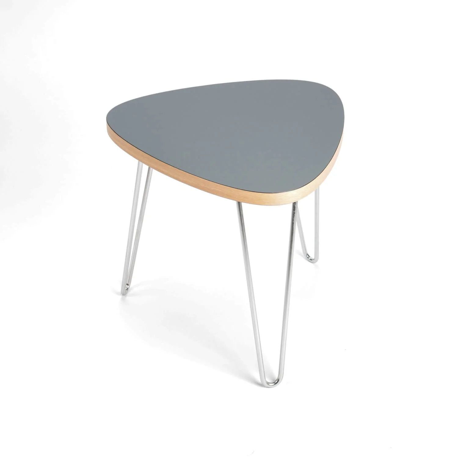 Triplicity side table — dark grey, oak and zinc / steel