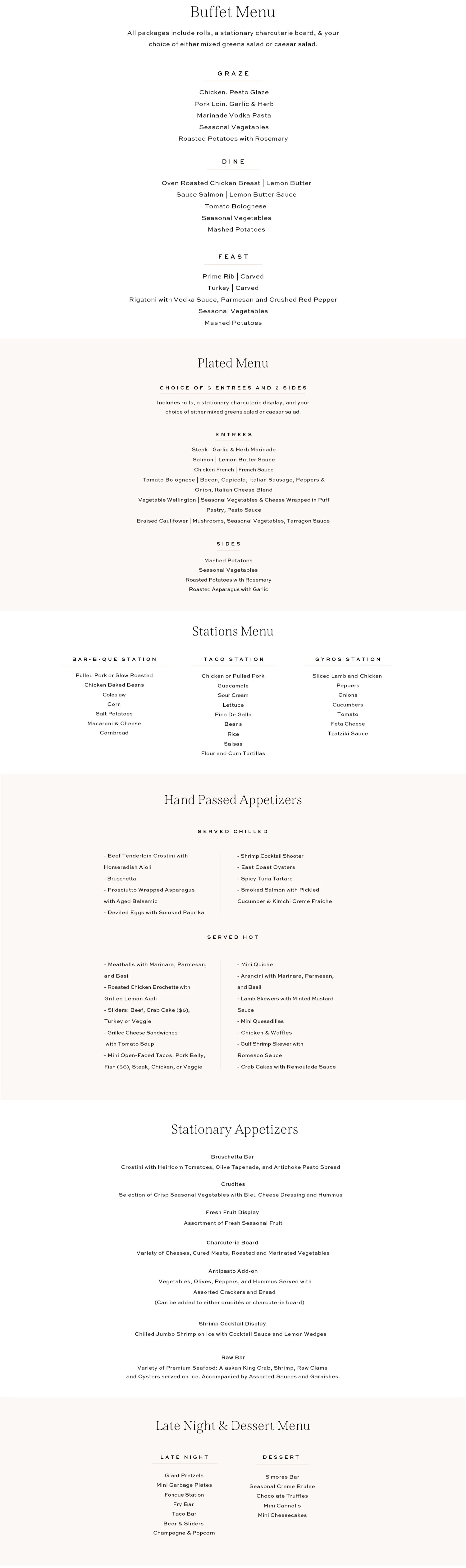 Menu — Fare