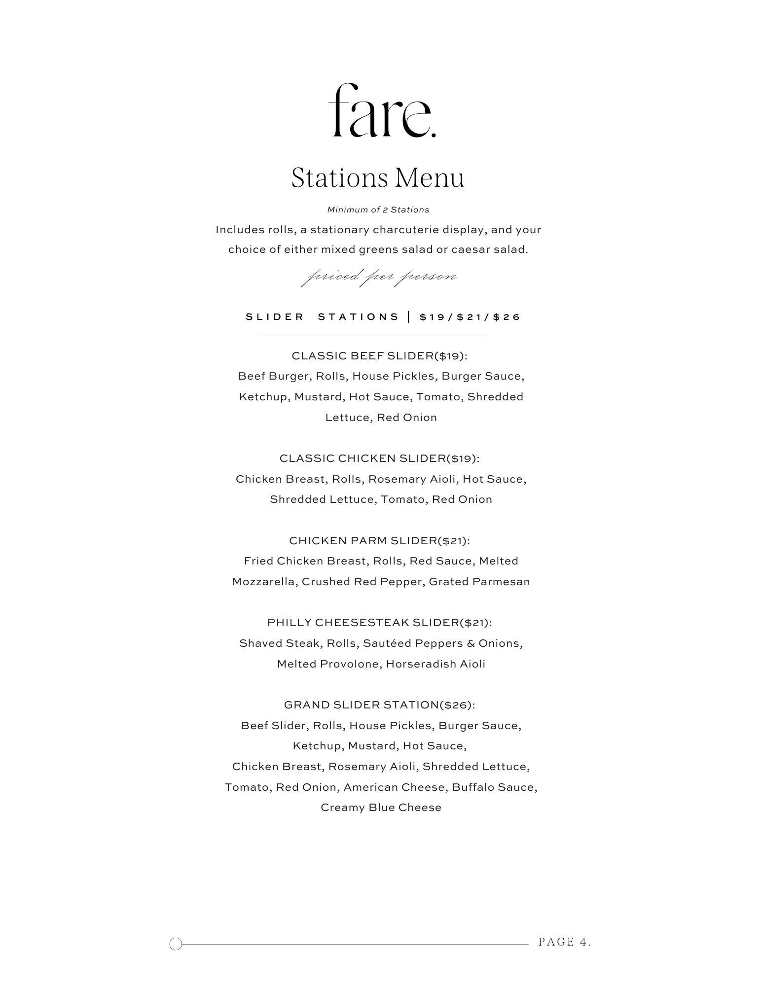 Menu — Fare