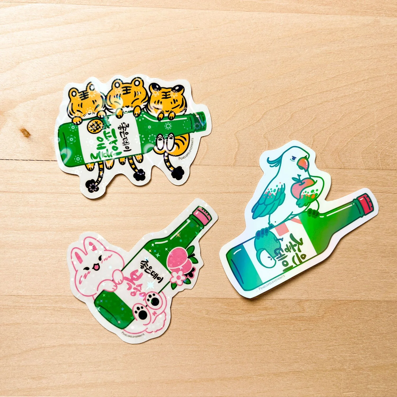 Holographic Hand-cut Vinyl Korean Soju Sticker — Penelopeloveprints
