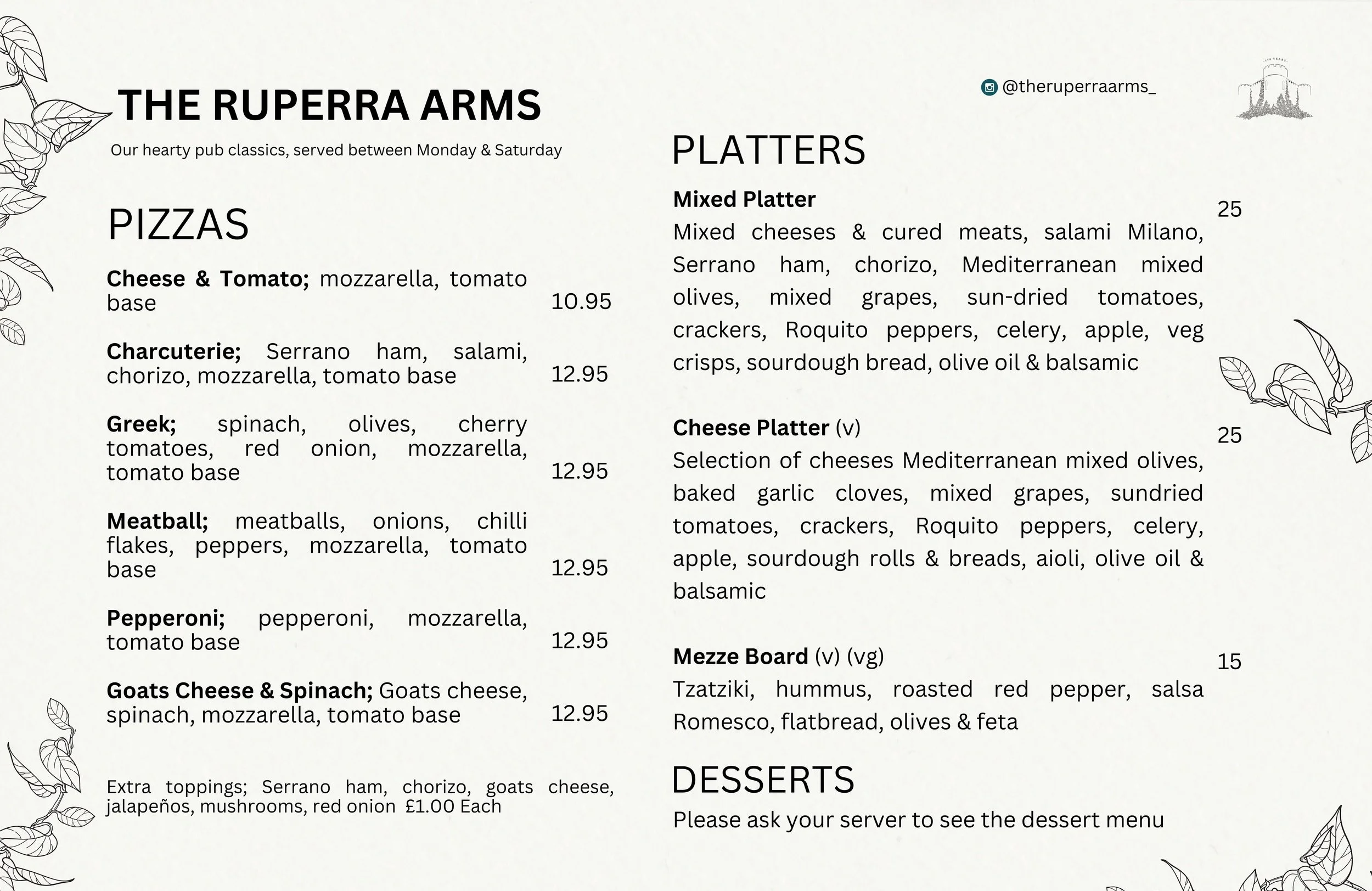 Menu 1 — The Ruperra Arms