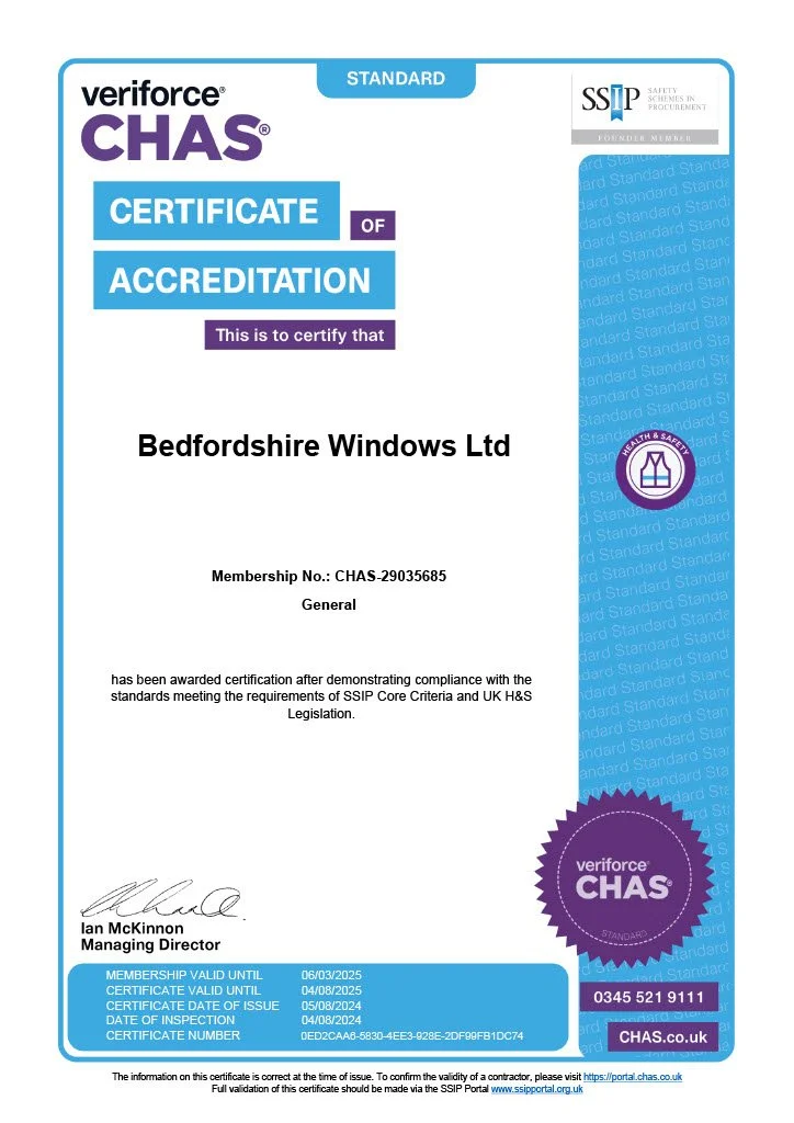 Certifications — Bedfordshire Windows
