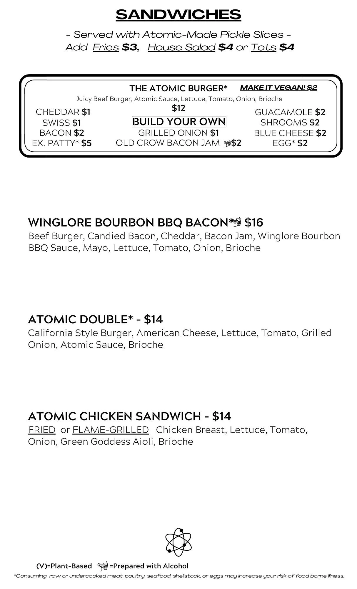 Atomic Liquors | Drink & Food Menus — Atomic Liquors