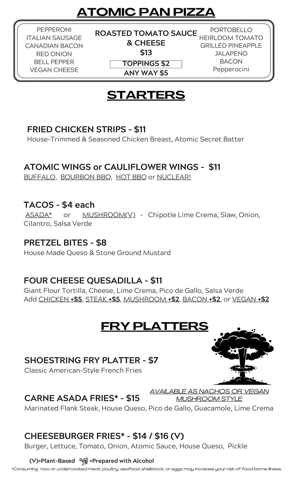 Atomic Liquors | Drink & Food Menus — Atomic Liquors
