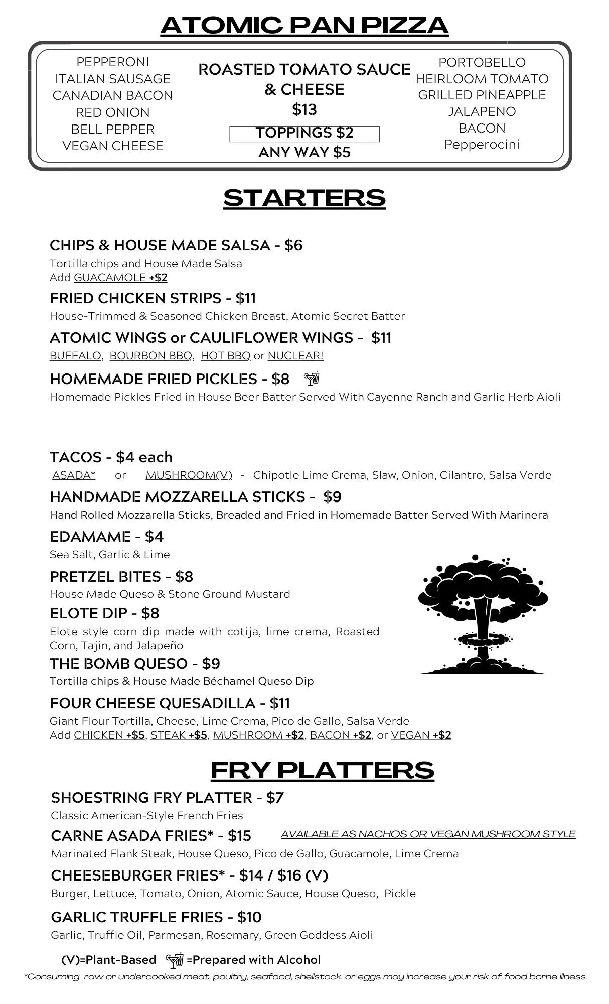 Atomic Liquors | Drink & Food Menus — Atomic Liquors