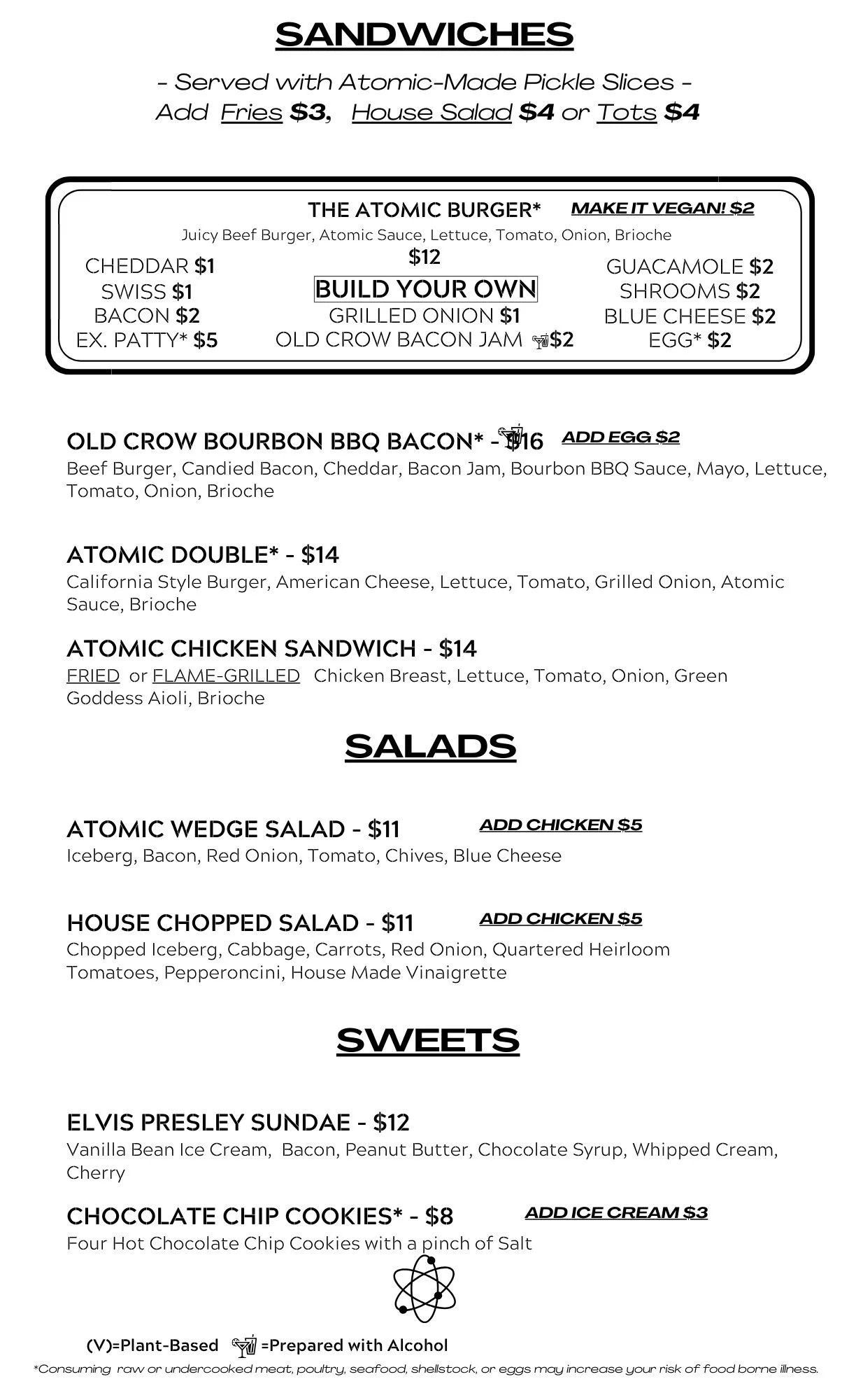Atomic Liquors | Drink & Food Menus — Atomic Liquors