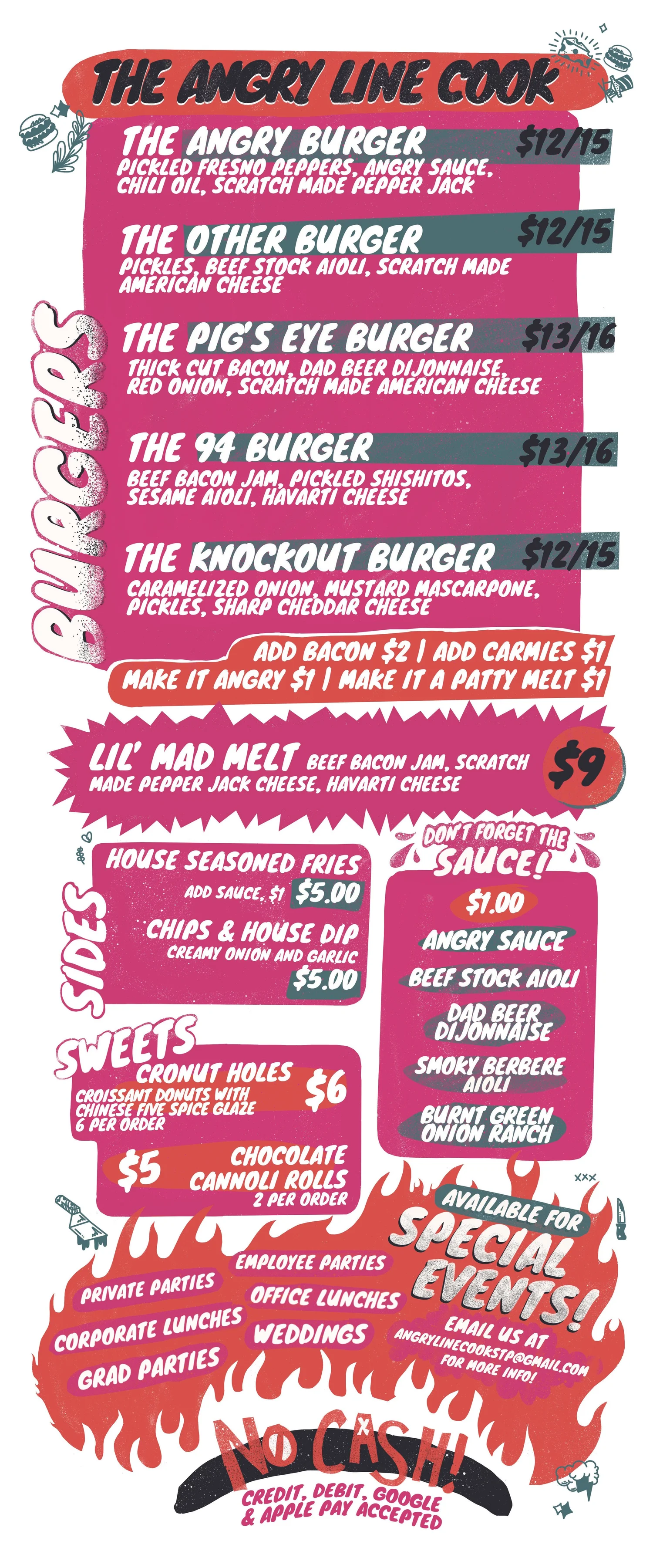 MENU — THE ANGRY LINE COOK FOOD TRUCK