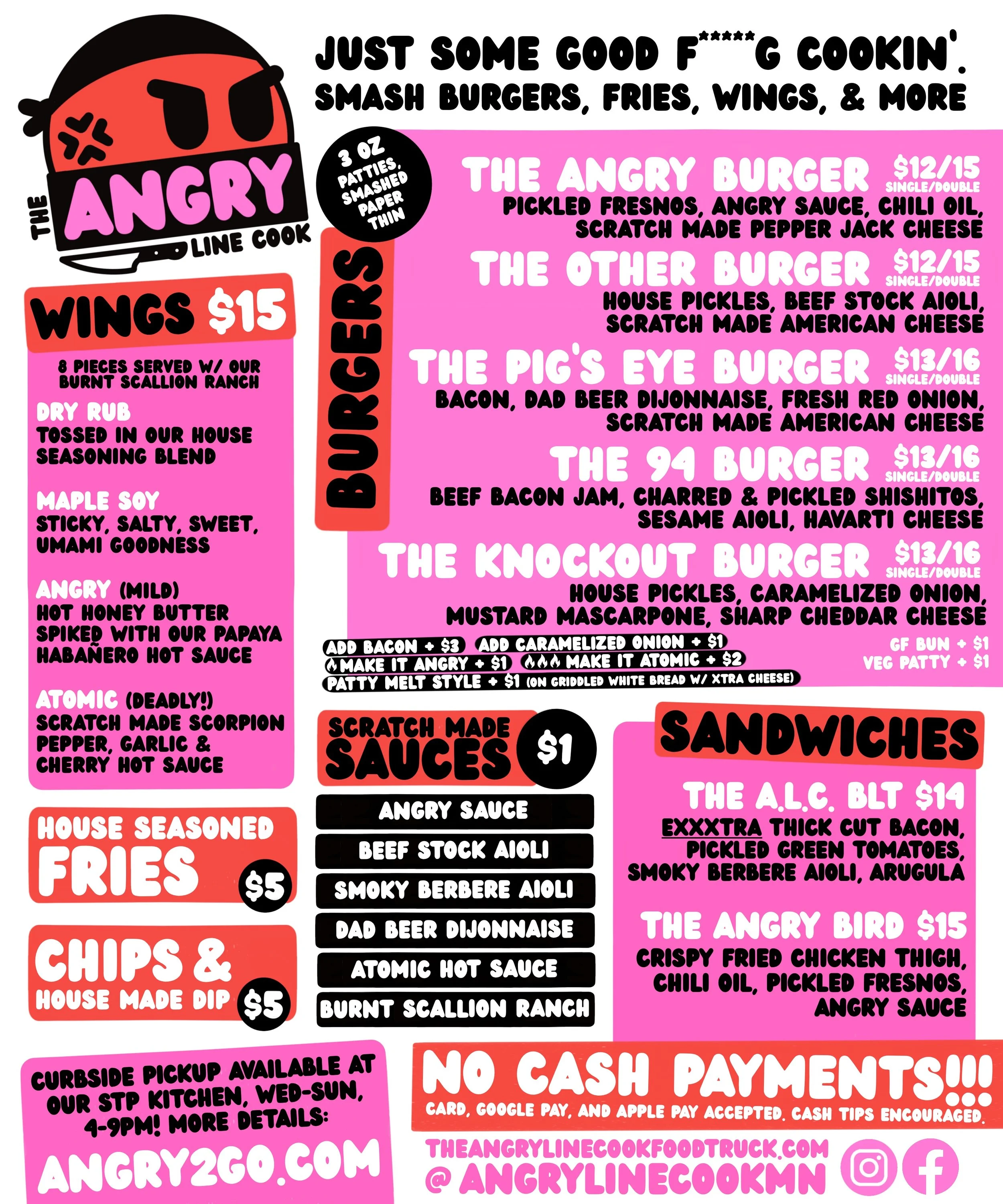 MENU — THE ANGRY LINE COOK FOOD TRUCK