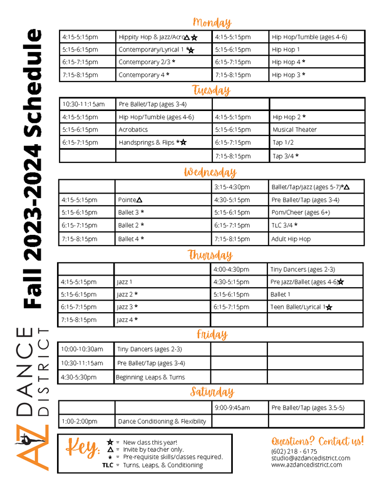 Fall 2022 Schedule — AZ Dance District