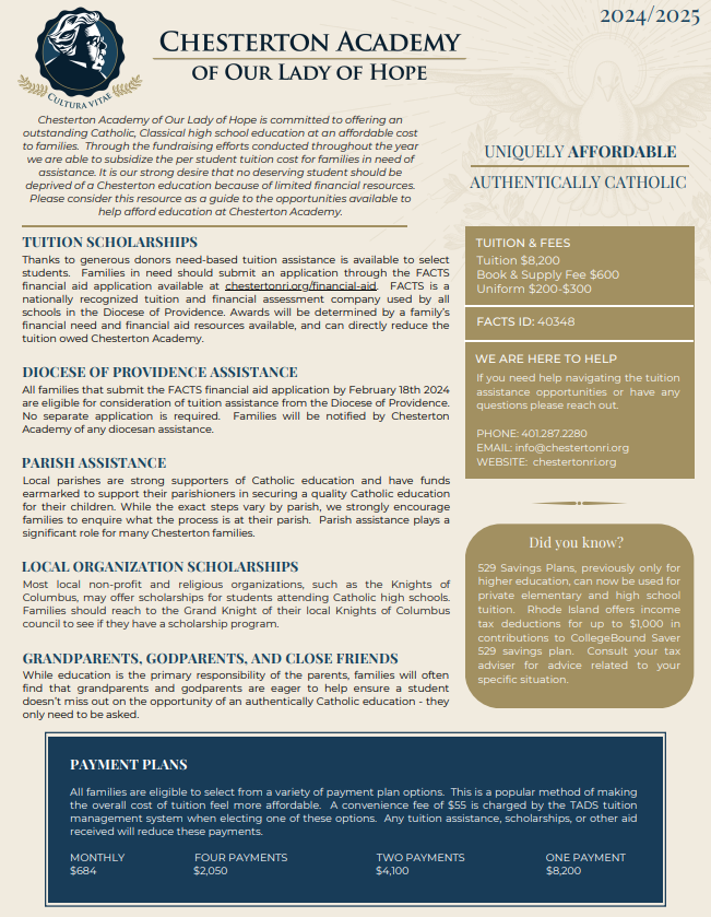 Admissions — Chesterton Academy of Our Lady of Hope