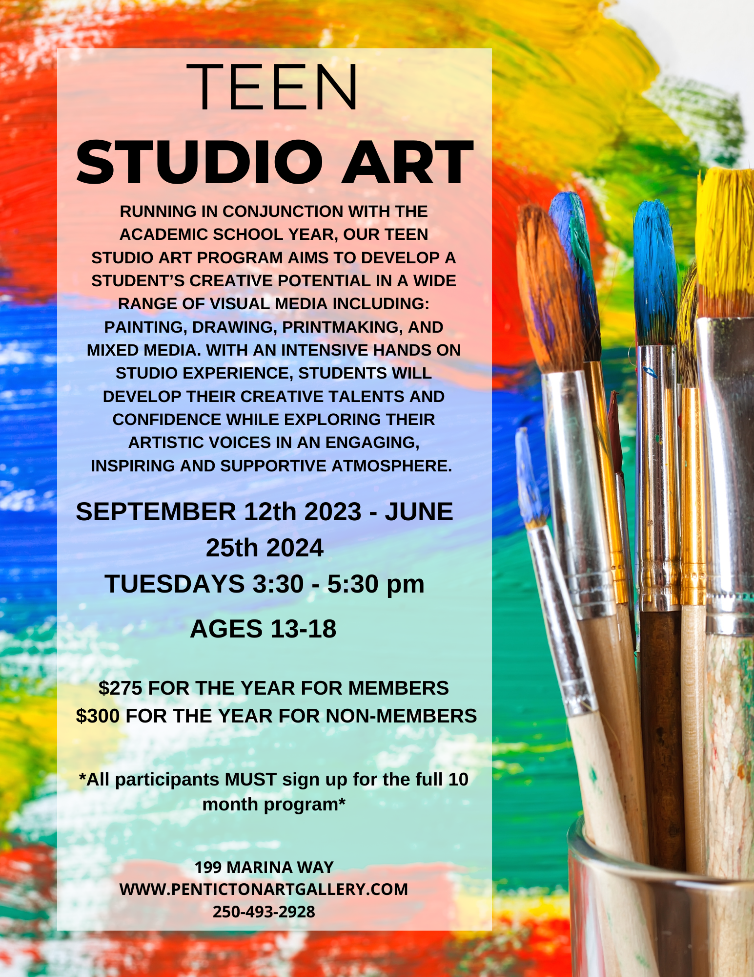 Teen Studio Art (39 Sessions) — Penticton Art Gallery