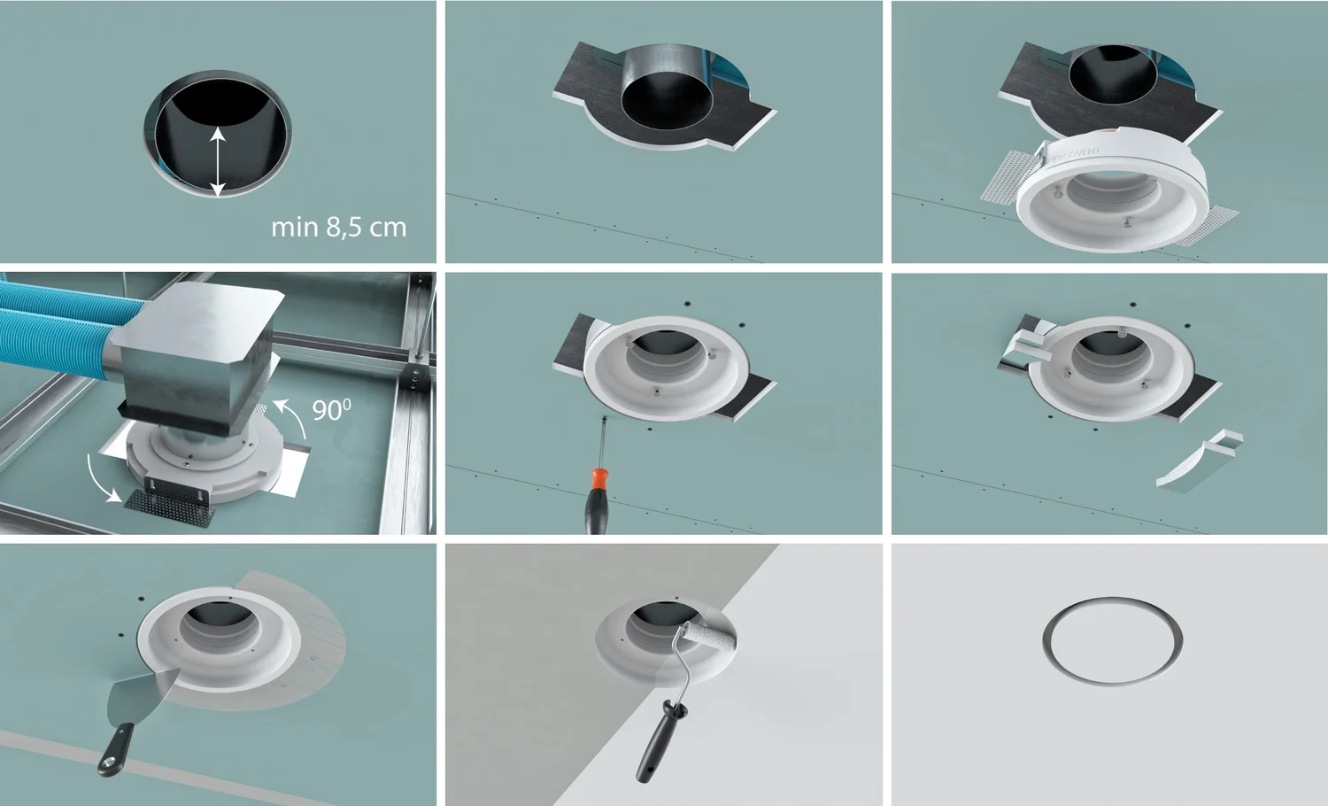 Frameless air diffusers ERGOVENT