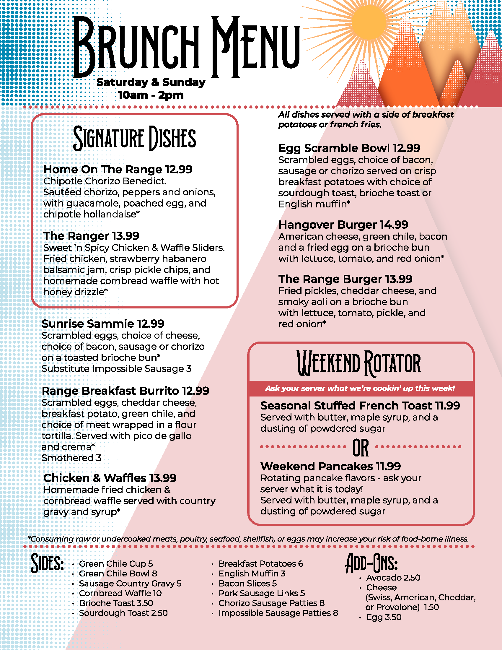 Brunch Menu — Front Range Inn | Lakewood CO