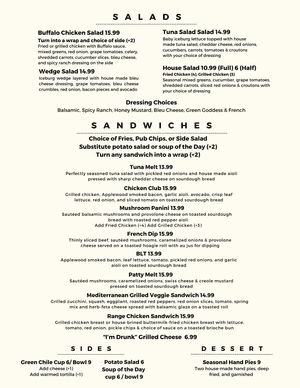 Food-Menu — Front Range Inn | Lakewood CO