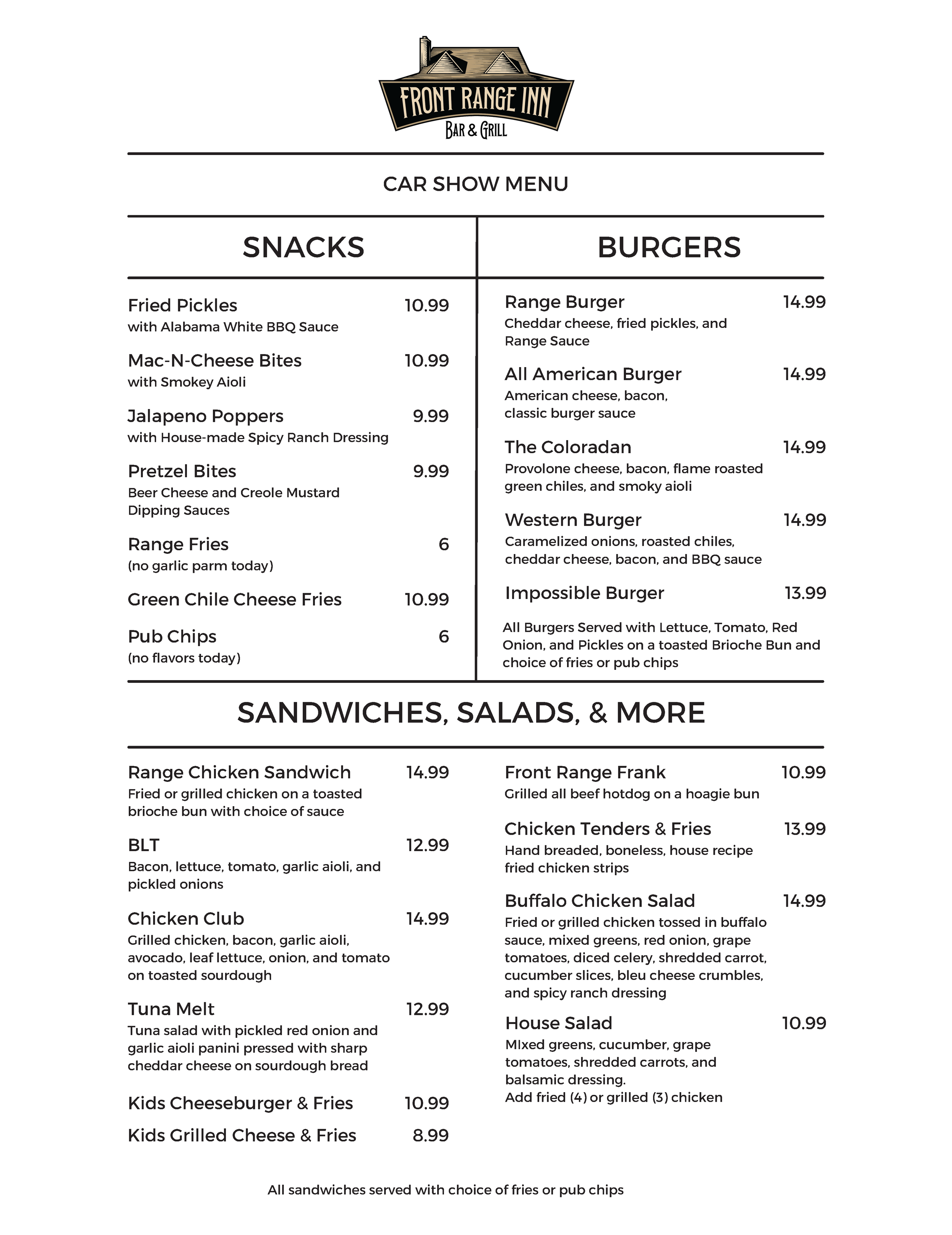 Event Menu — Front Range Inn | Lakewood CO