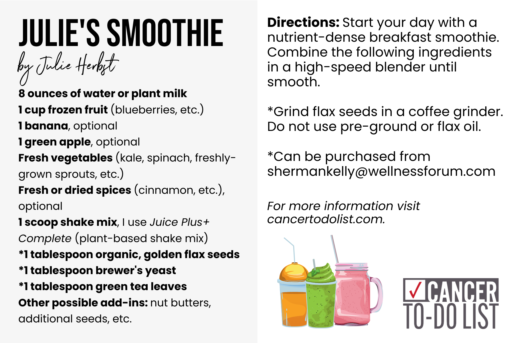 Julie's Online Favorites — Cancer To-Do List
