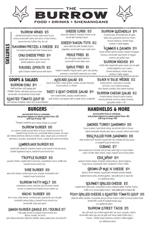 Menu - Oakdale — The Burrow | MN Axe Throwing, Food, Drinks & Shenanigans