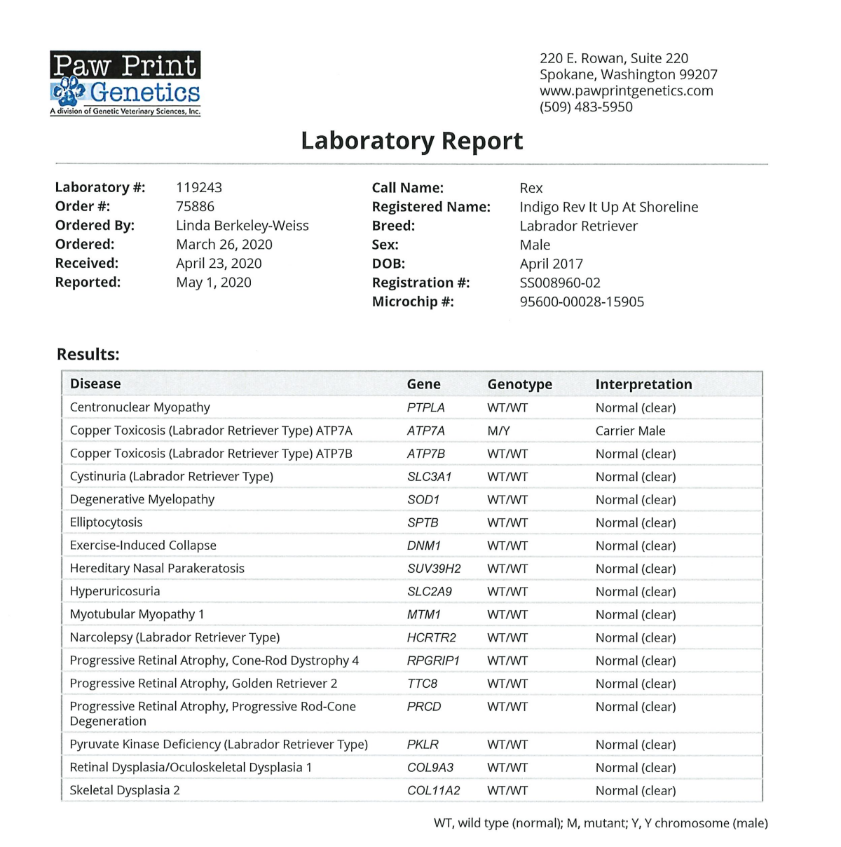Rex's Genetics — Duck Creek Kennels